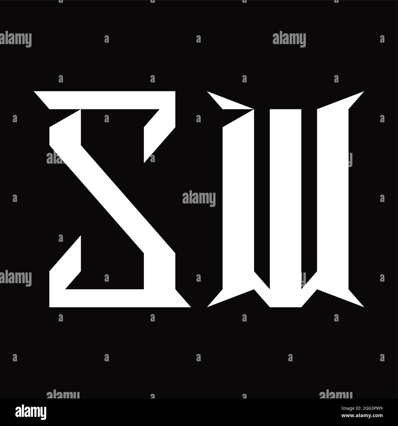 SW Logo monogram with slice shape blackground design template Stock ...