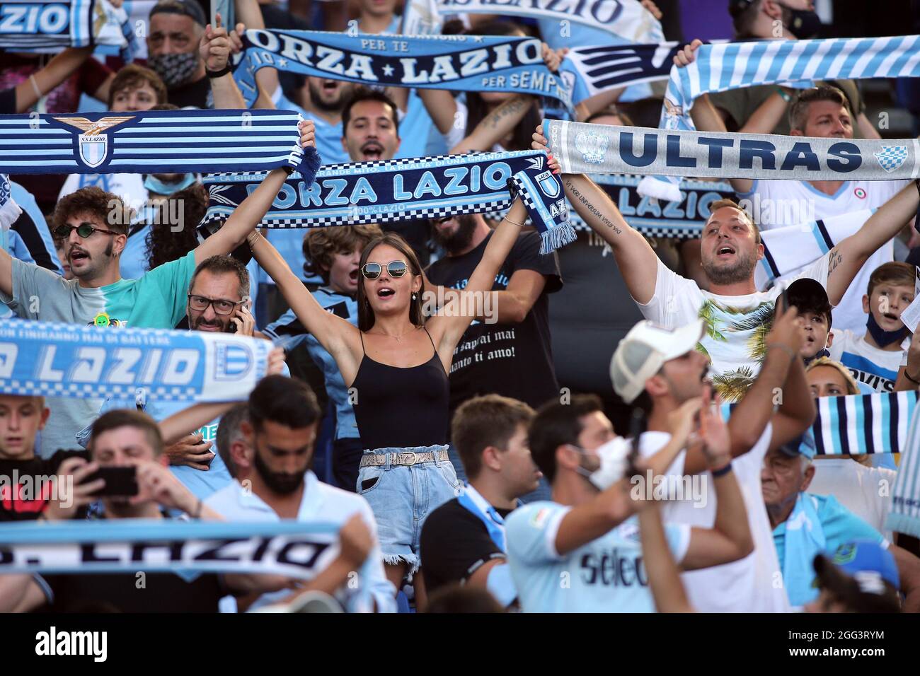 Rome, Italy. 28th Aug, 2021. ROME, Italy - 28.08.2021: Lazio fans ...