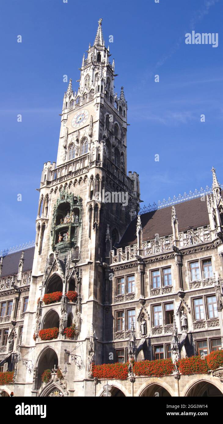MUNICH, GERMANY - 12 OCT, 2015: Munich City Hall at Marienplatz in the ...