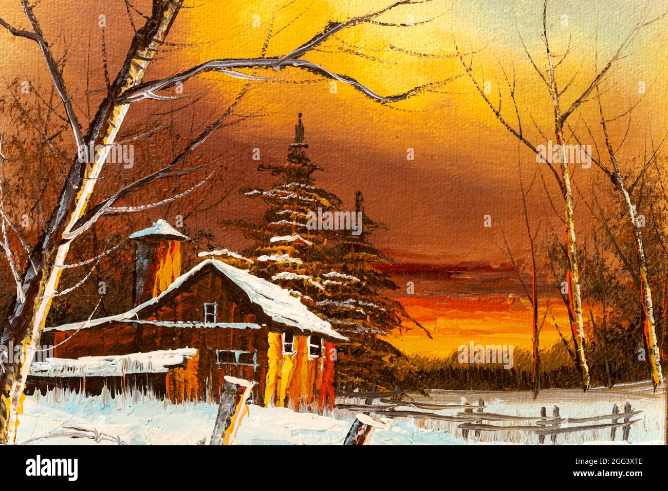 Simple Red Barn Painting