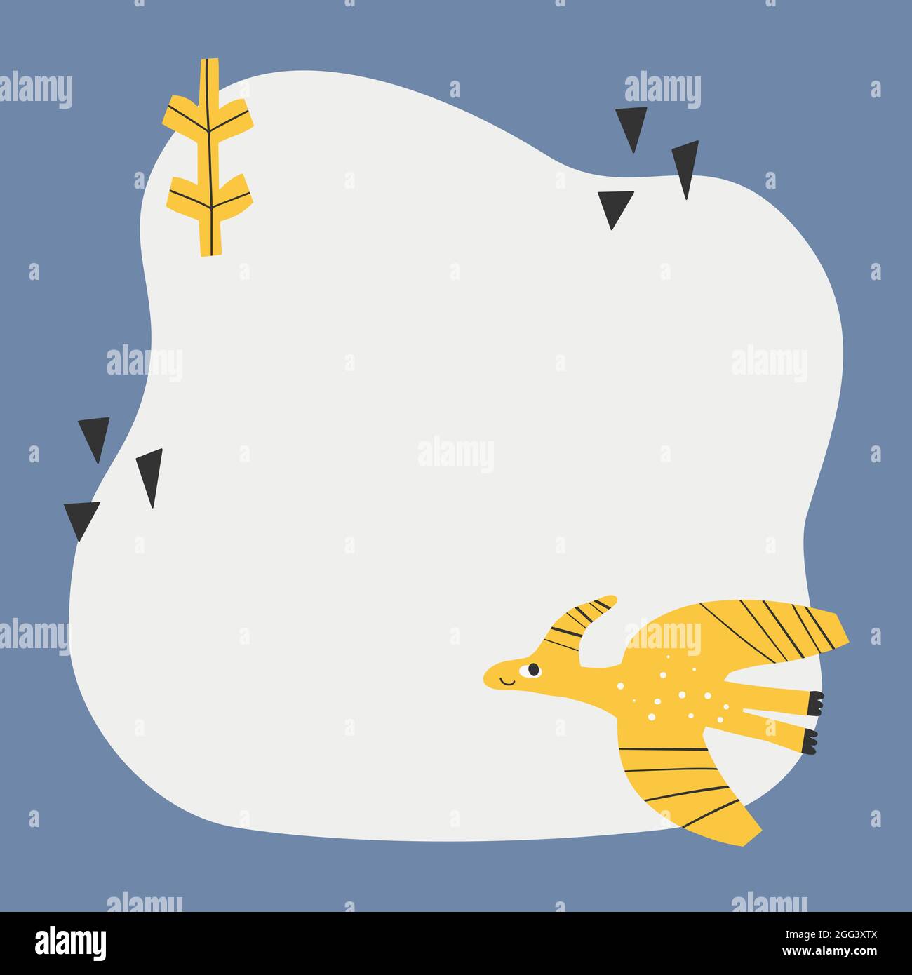Cute dinosaur with a blot frame in simple cartoon hand-drawn style ...