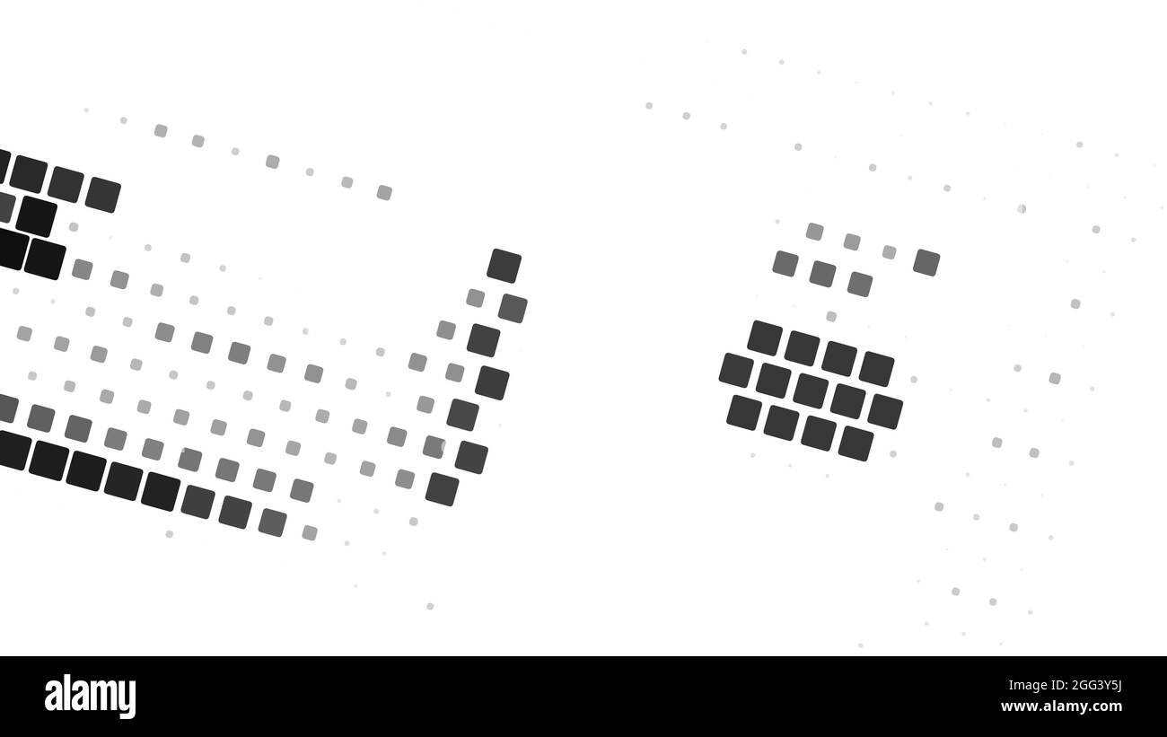 Illustration with pixelated design. White background. Halftone style ...