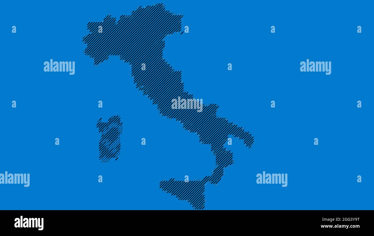 Map of Italy. Isolated element. Blue background. Geometry style dots ...