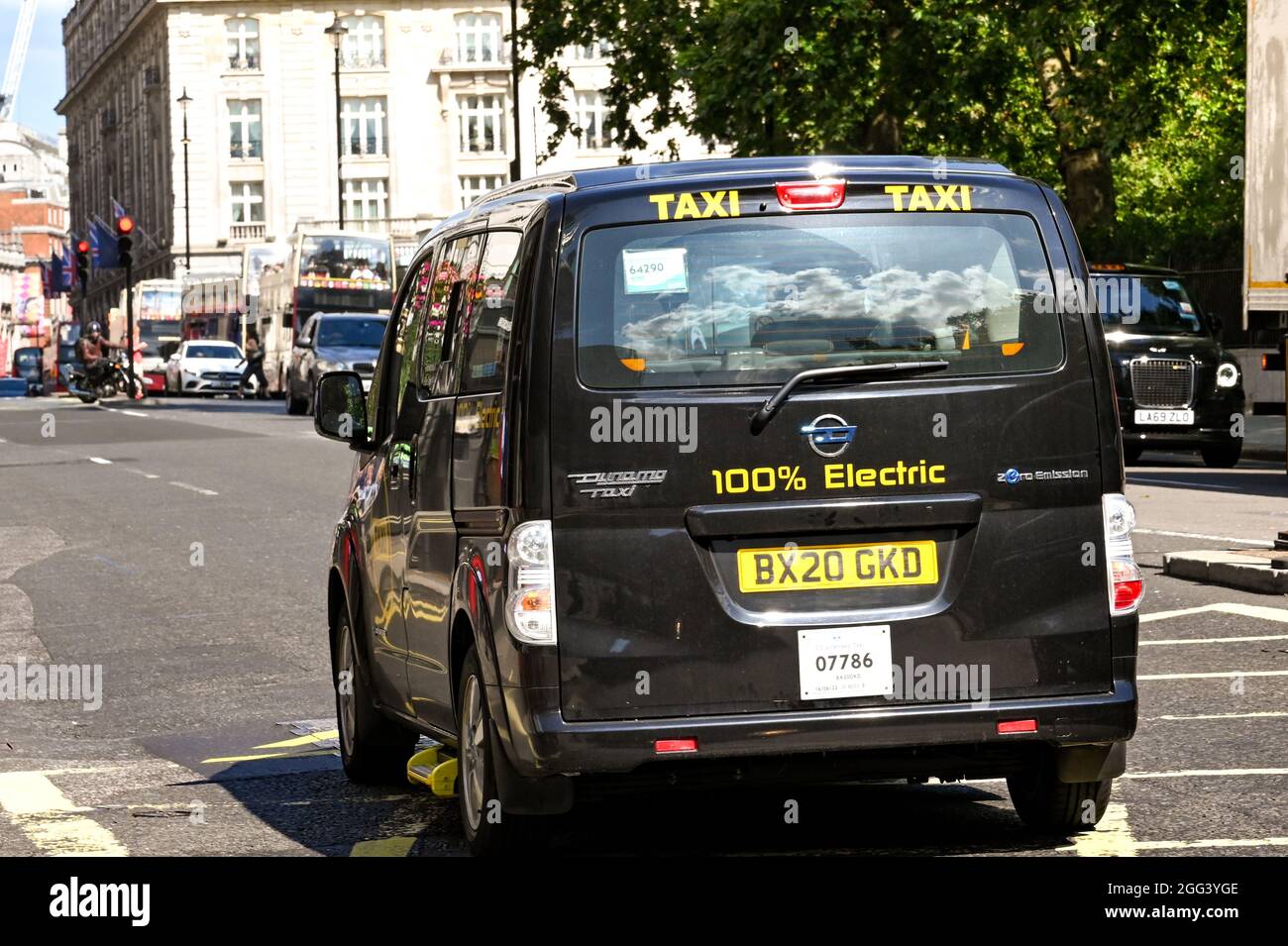London, England - August 2021: London taxi fully powered by electric ...