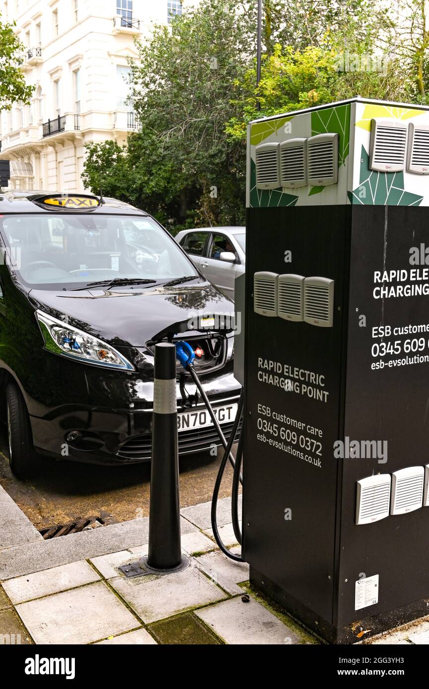 London, England - August 2021: London taxi fully powered by electric ...