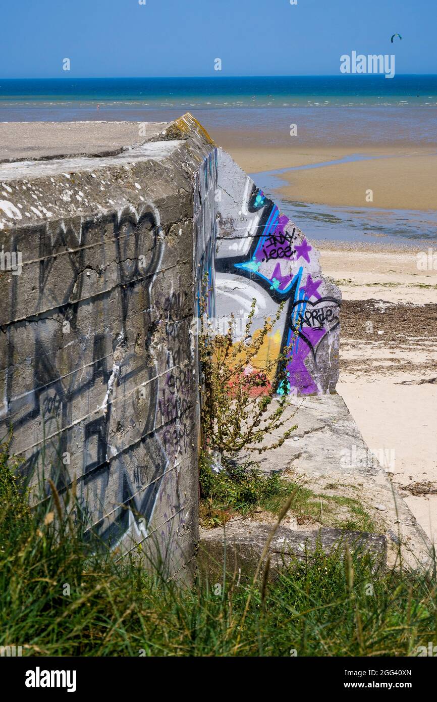 WWII German Blockhaus, Channel coast in Utah Beach area, Manche ...