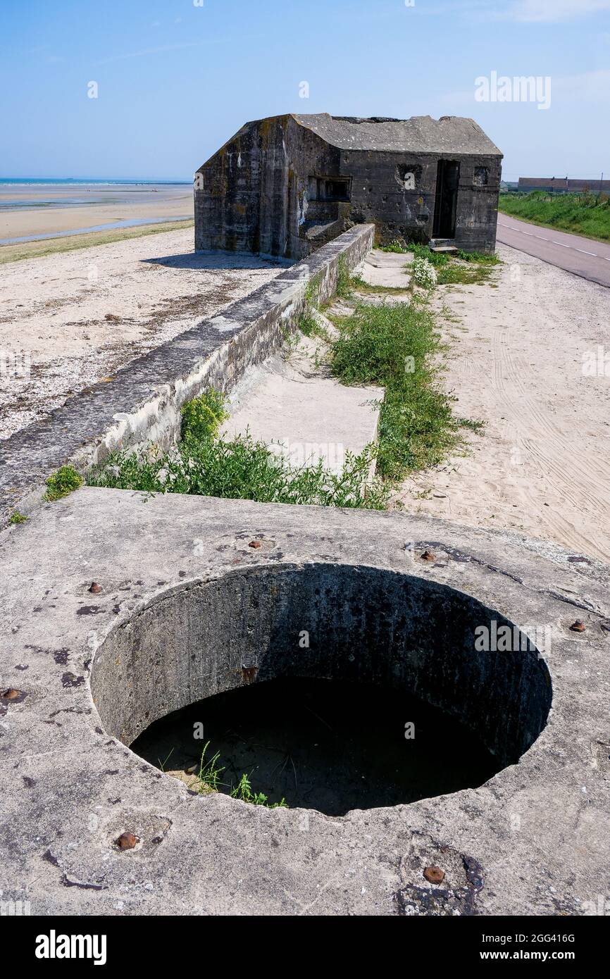 WWII German Blockhaus, Channel coast in Utah Beach area, Manche ...