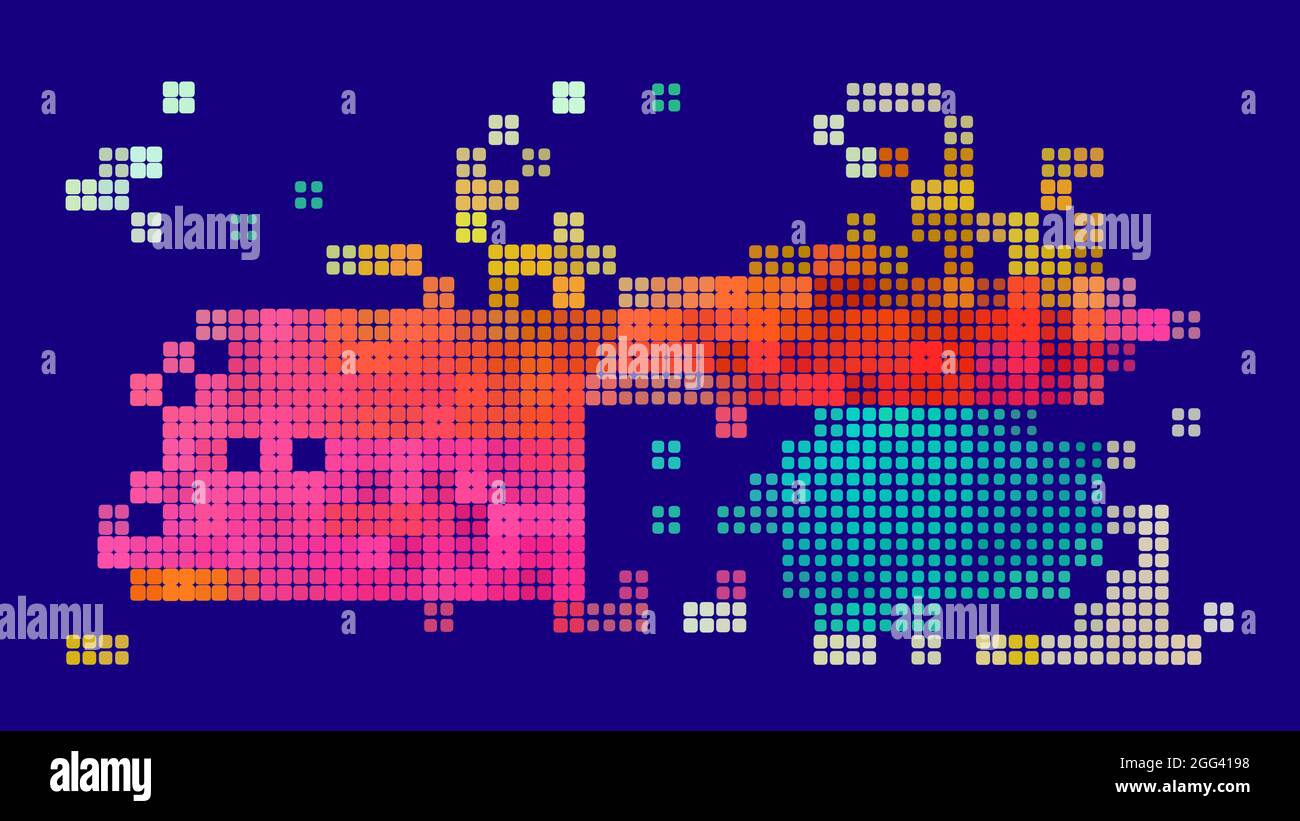 Abstract colorful isolated element isolated on blue background. 2D ...