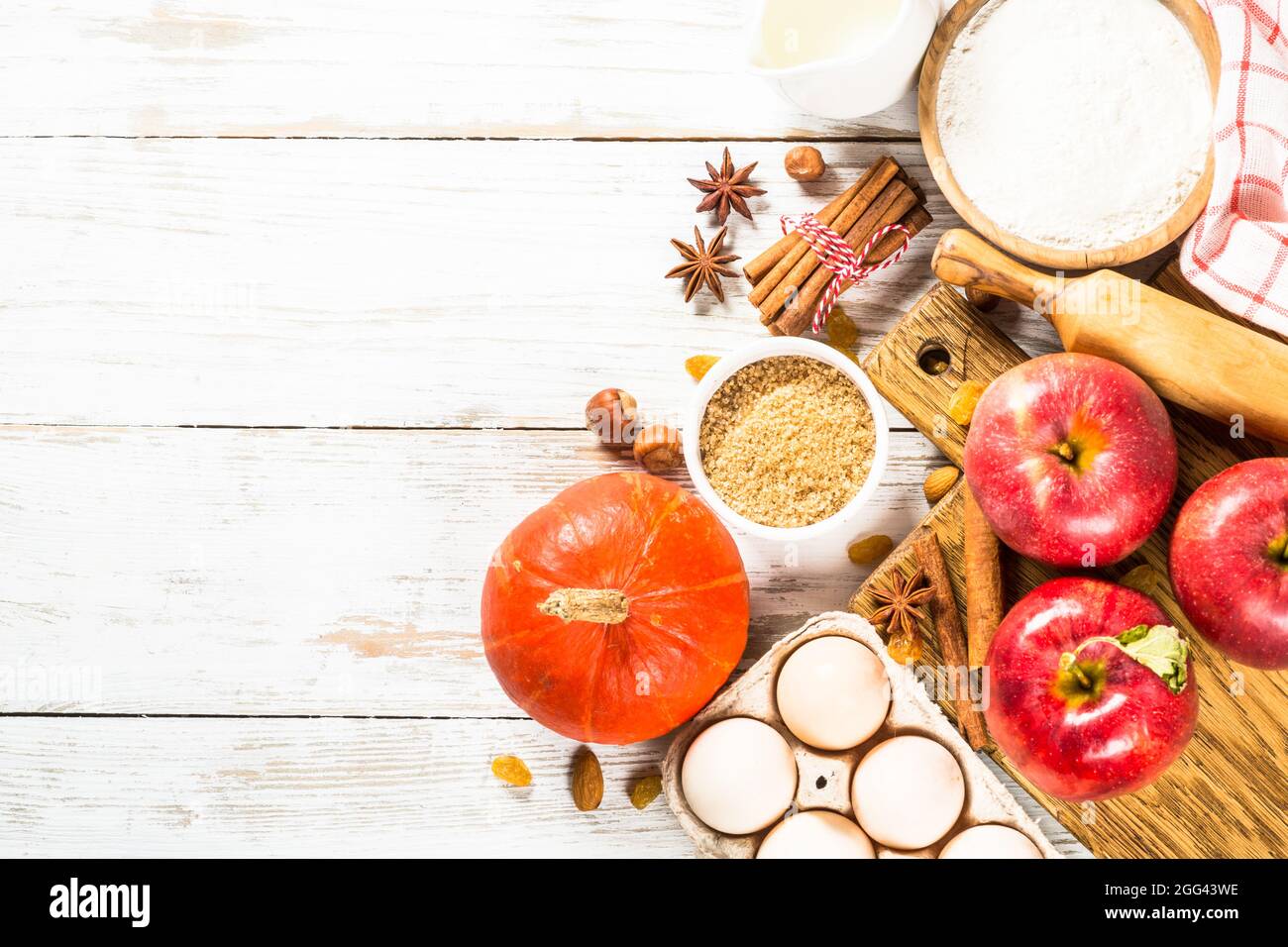 Fall baking ingredients on white Stock Photo - Alamy