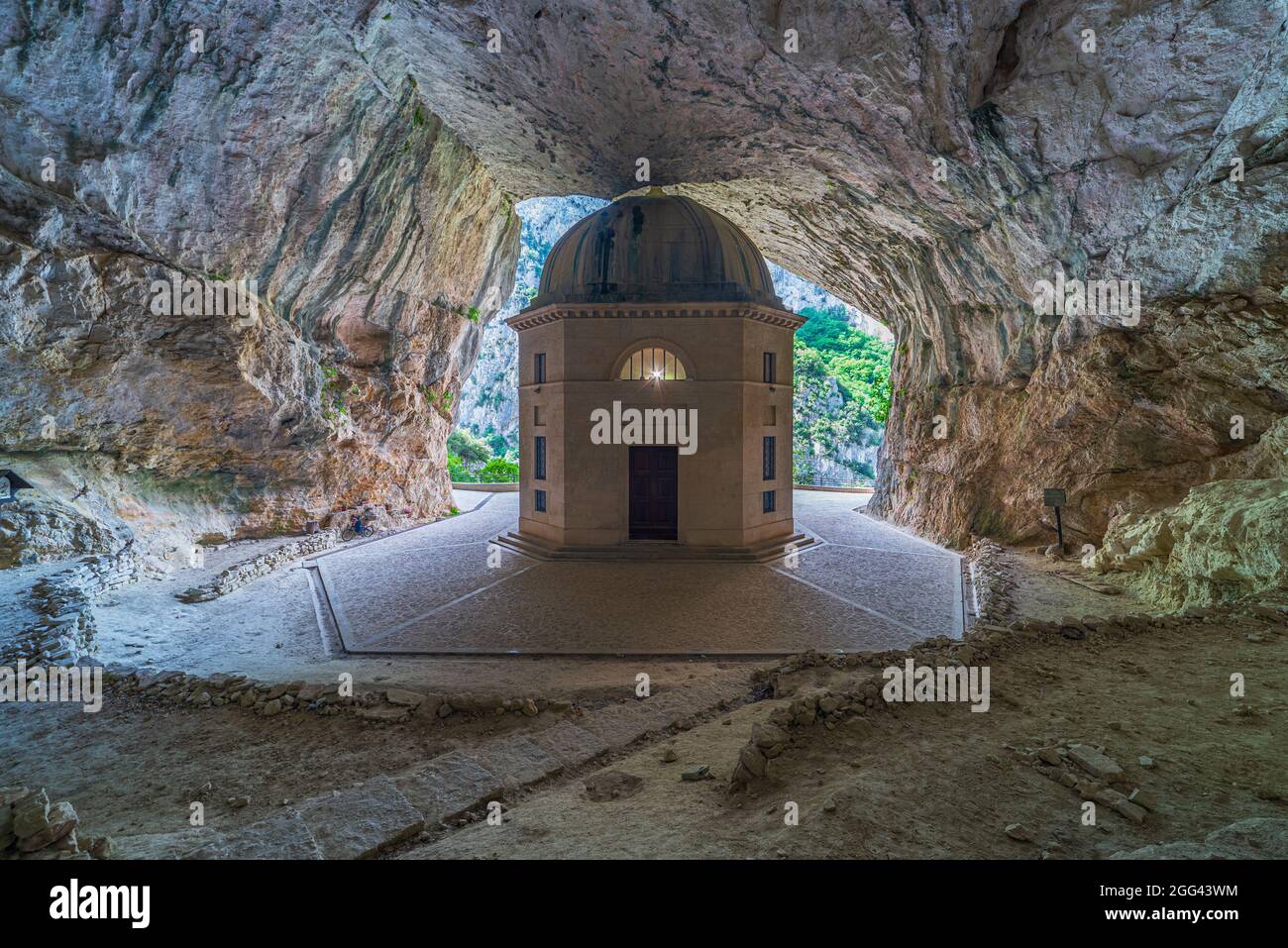Church inside cave famous travel destination in Italy. The temple of ...