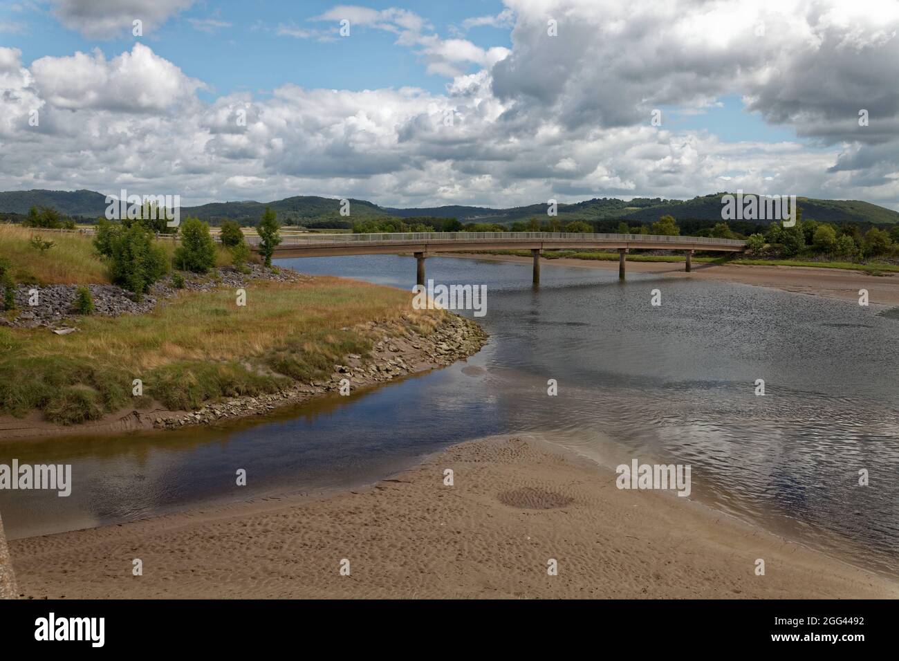 The River Crake where it meets the Leven Estuary near Greenodd, after ...
