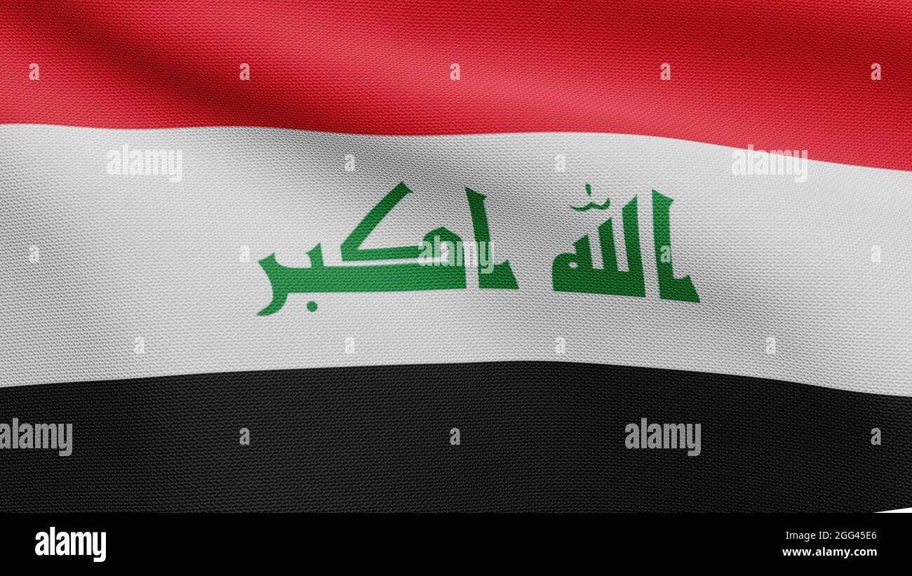3D, Iraqi flag waving on wind. Close up of Iraq banner blowing, soft ...
