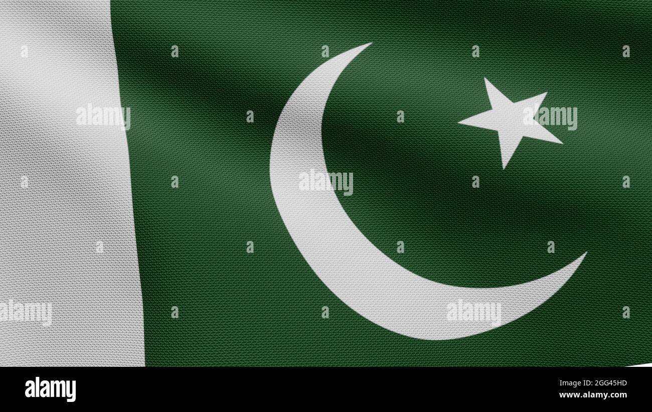 3D, Pakistani flag waving on wind. Close up of Pakistan banner blowing ...