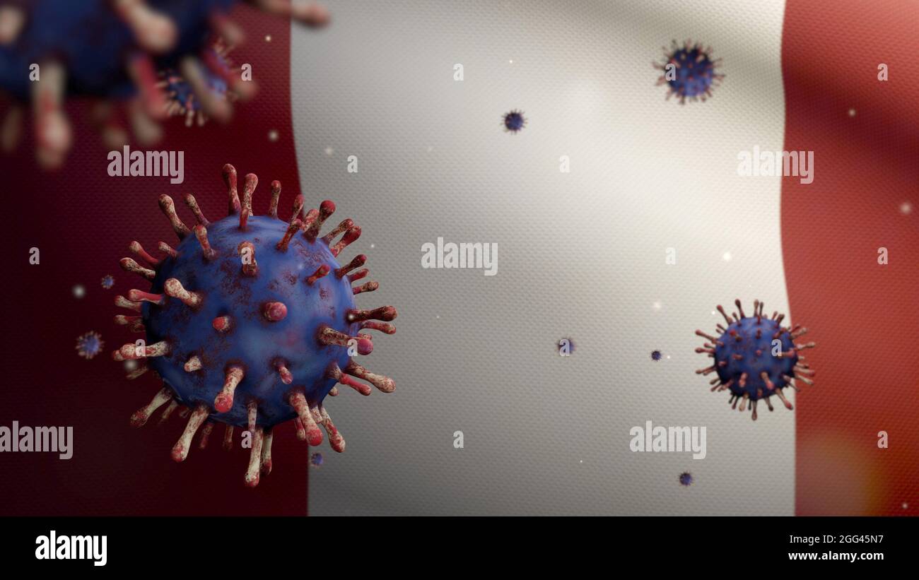 3D, Peruvian flag waving with coronavirus outbreak infecting ...