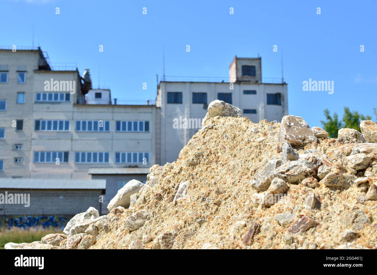 Natural gray gypsum stone. Close up image of stones with black and ...