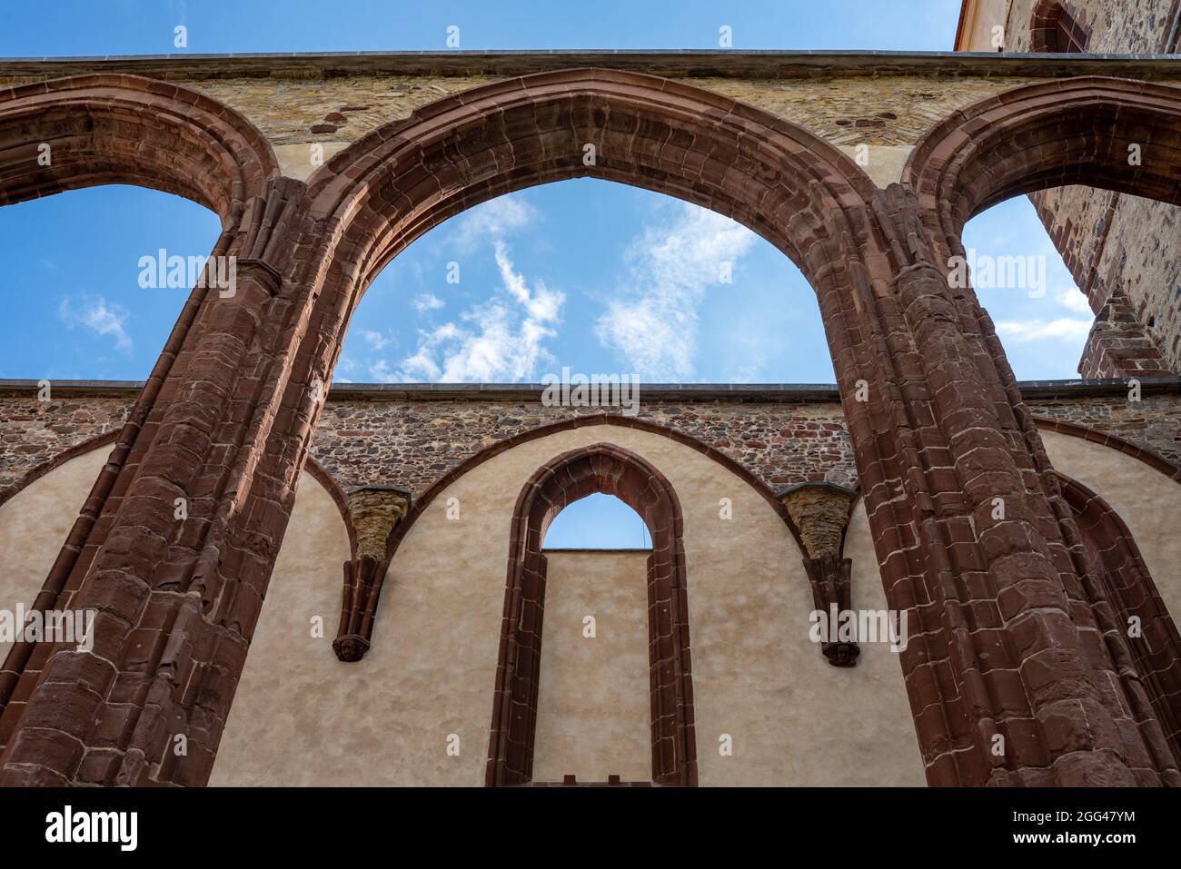Arches of an unfinished gothic church on grounds of Sázava (Sassau ...
