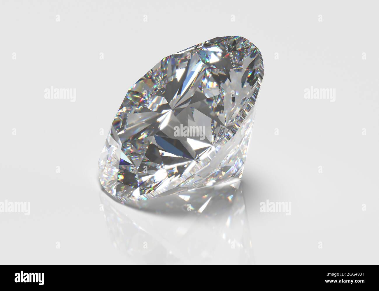 Beautiful 3D Rendered Shiny Diamond in Brilliant Cut on White ...