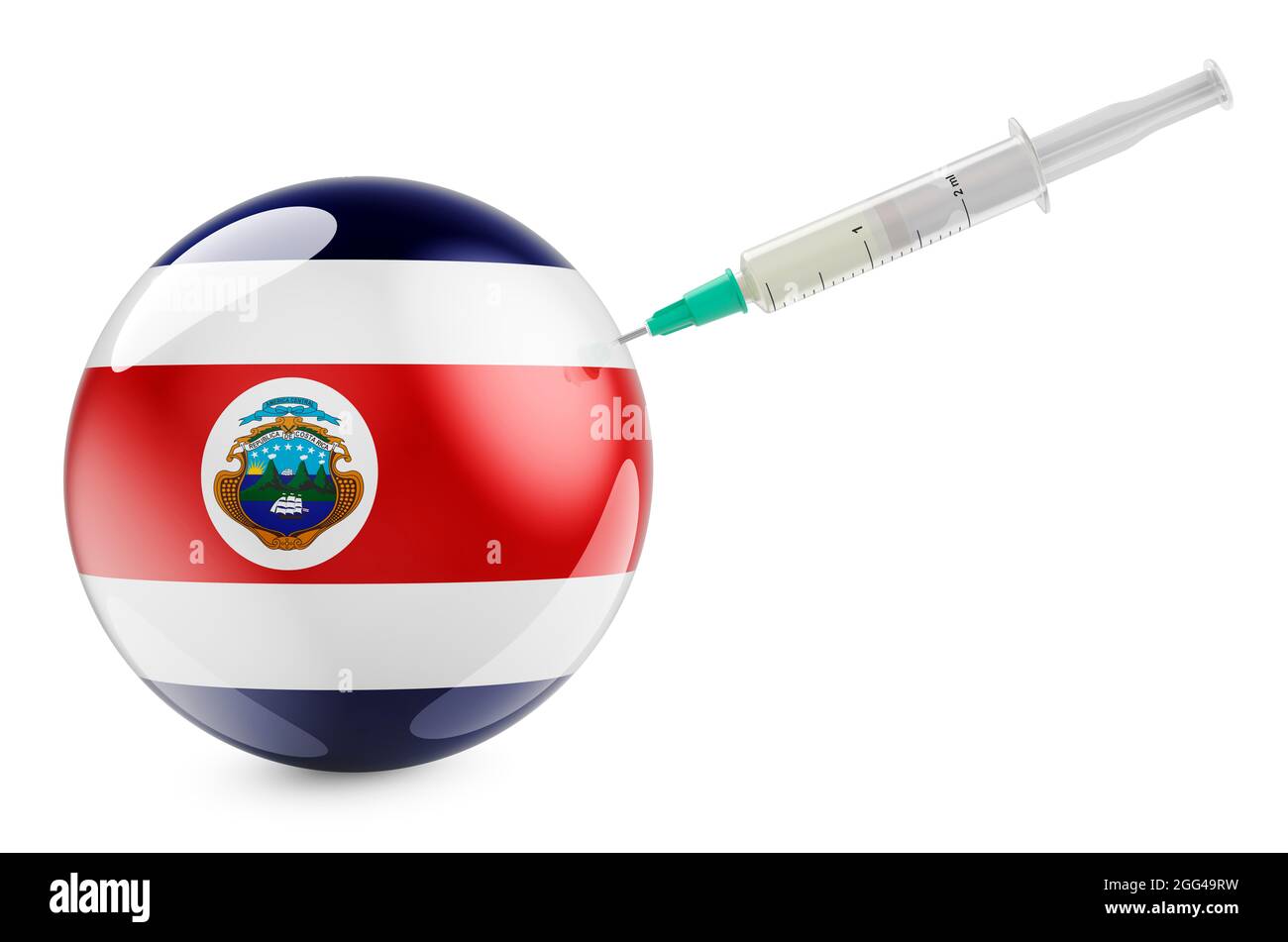 Syringe with Costa Rican flag. Vaccination in Costa Rica concept, 3D ...