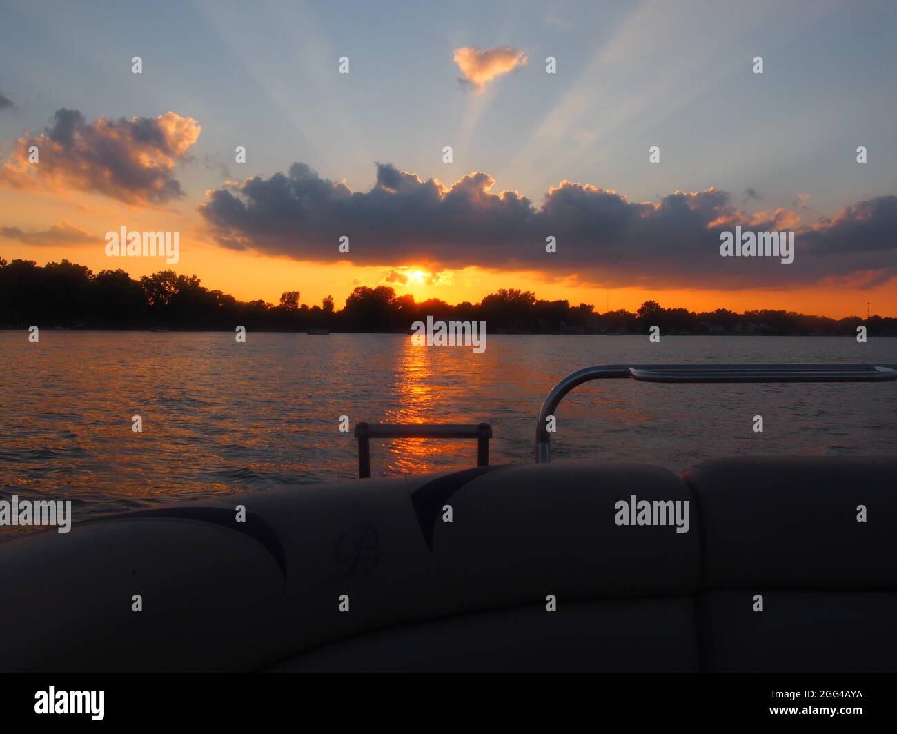 August Lake Sunset from a Pontoon Stock Photo - Alamy