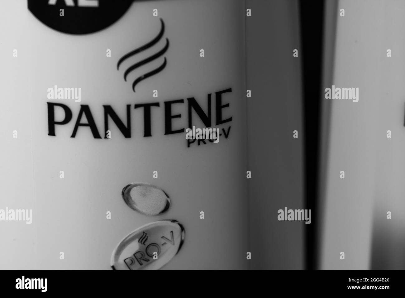 Pantene for women, products for washing hair isolated on black ...