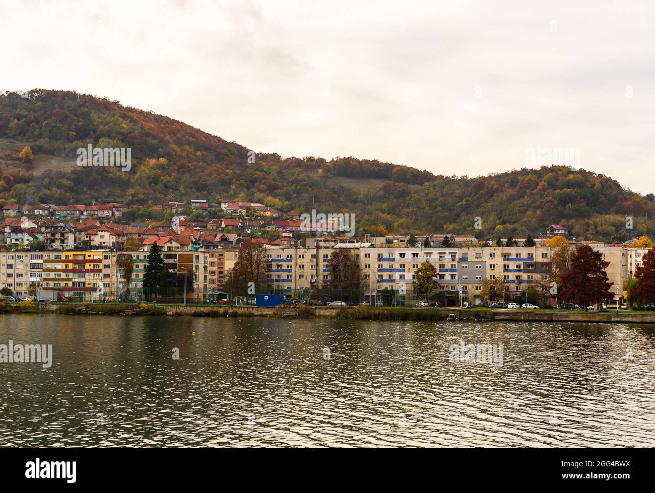 View of Danube river and Orsova city, waterfront view. Orsova, Romania ...
