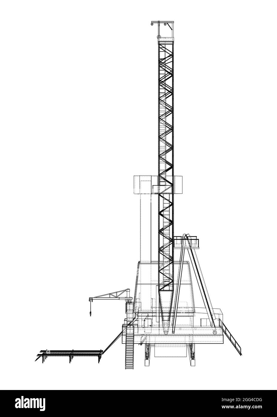 Oil rig. Vector rendering of 3d. Wire-frame style Stock Vector Image ...
