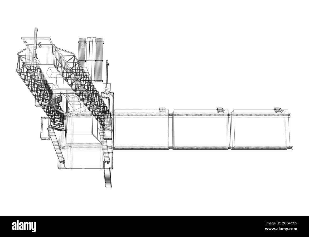 Oil rig. Vector rendering of 3d. Wire-frame style Stock Vector Image ...