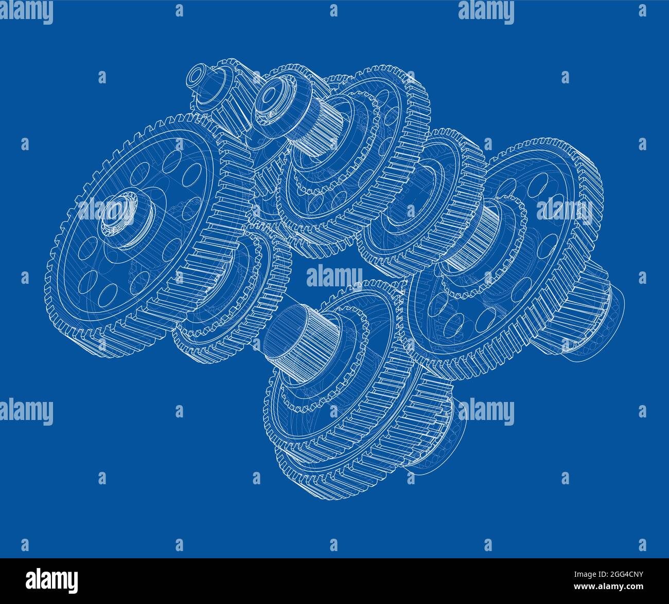 Gearbox sketch. Vector rendering of 3d Stock Vector Image & Art - Alamy