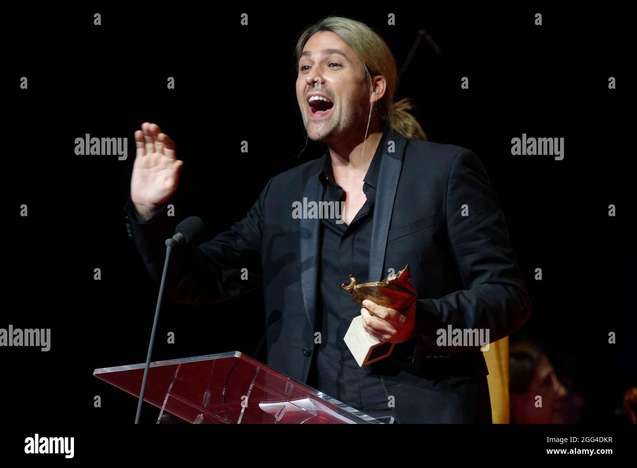 Bonn, Germany. 28th Aug, 2021. Musician David Garrett stands on stage ...