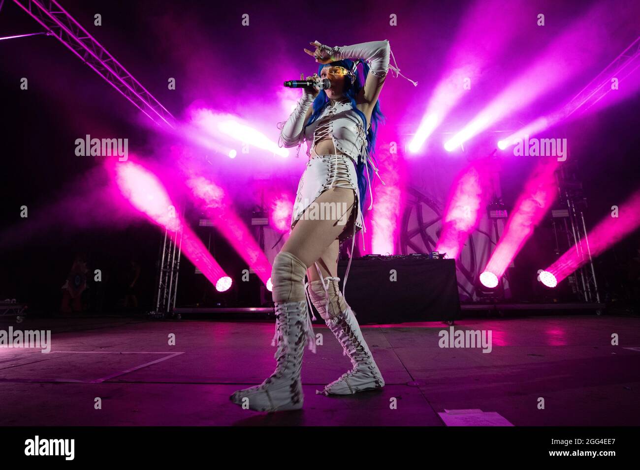 Leeds , UK. 28 Aug 2021,Ashnikko performs live on The Lock down Stage ...