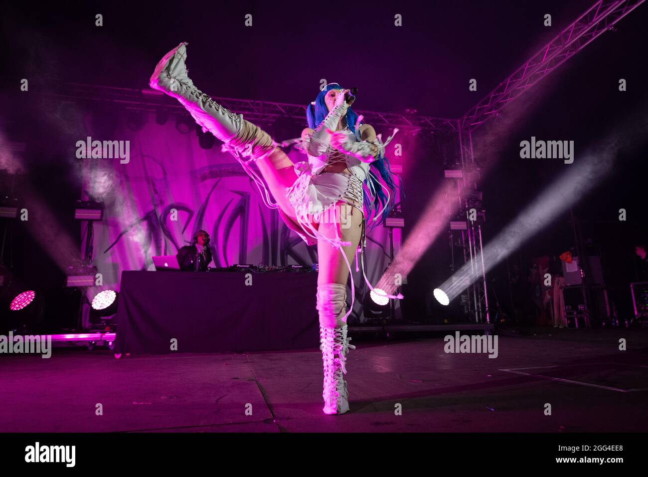 Leeds , UK. 28 Aug 2021,Ashnikko performs live on The Lock down Stage ...