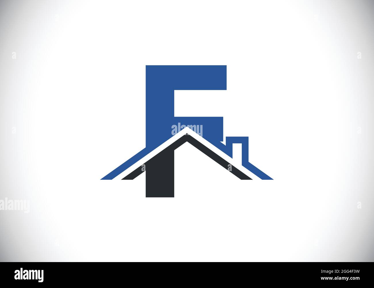 Initial F monogram alphabet with the roof. Home or house sign. Real ...