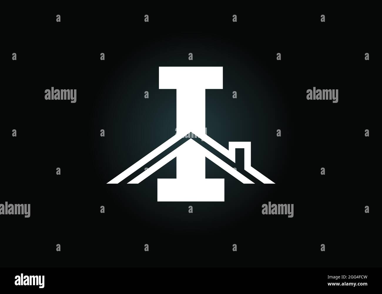 Initial I monogram alphabet with the roof. Home or house sign. Real ...