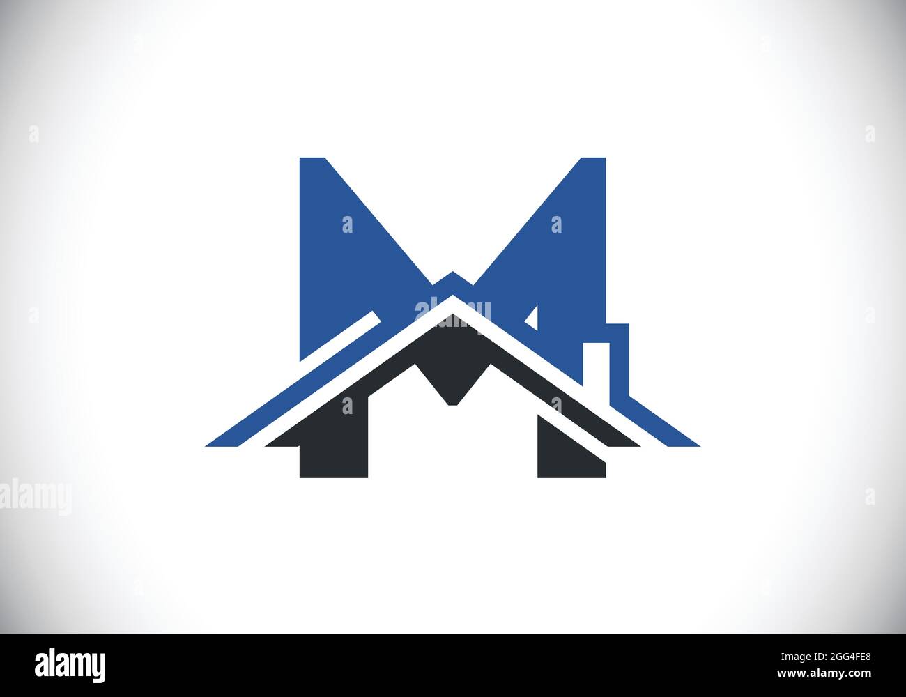 Initial M monogram alphabet with the roof. Home or house sign. Real ...
