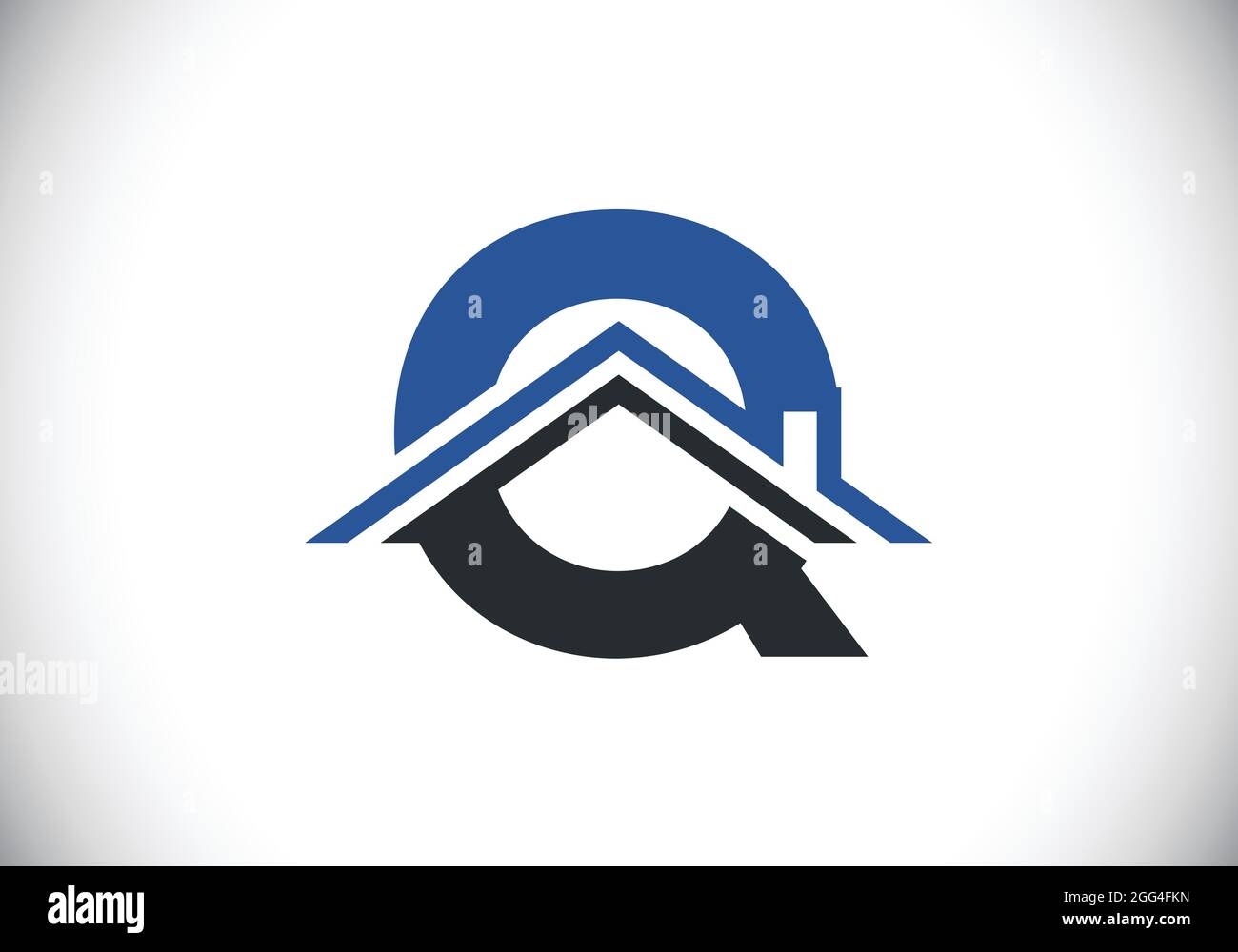 Initial Q monogram alphabet with the roof. Home or house sign. Real ...