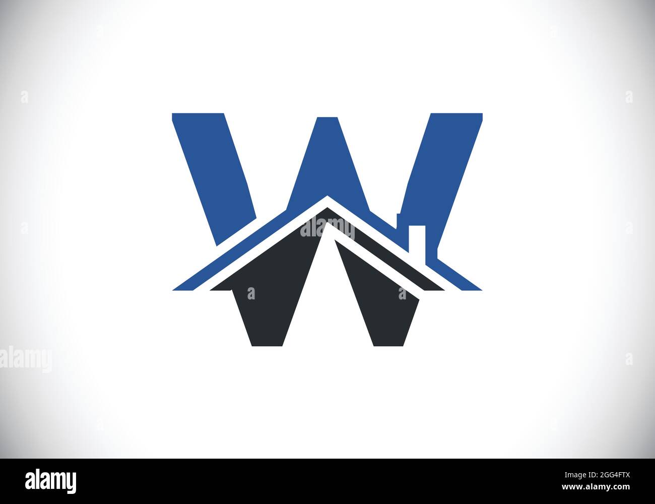 Initial W monogram alphabet with the roof. Home or house sign. Real ...