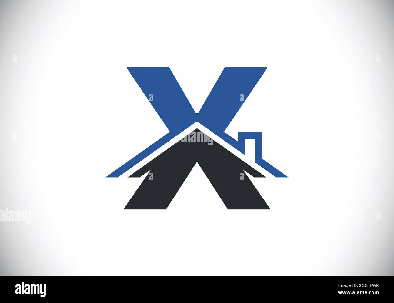 Initial X monogram alphabet with the roof. Home or house sign. Real ...