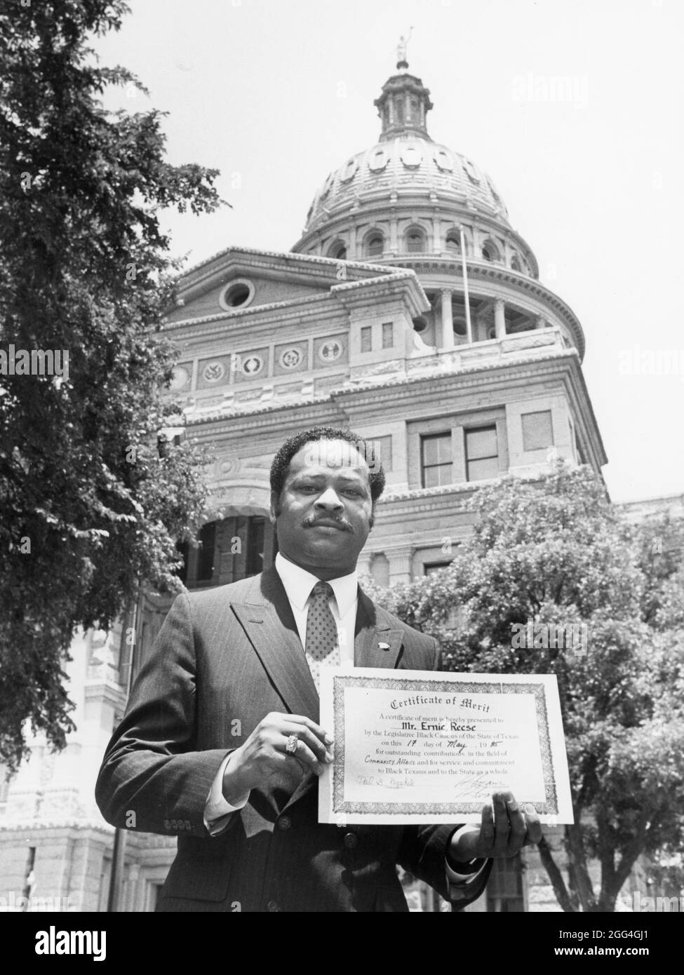 Austin Texas USA, May 1985: Black man receives a certificate of merit ...