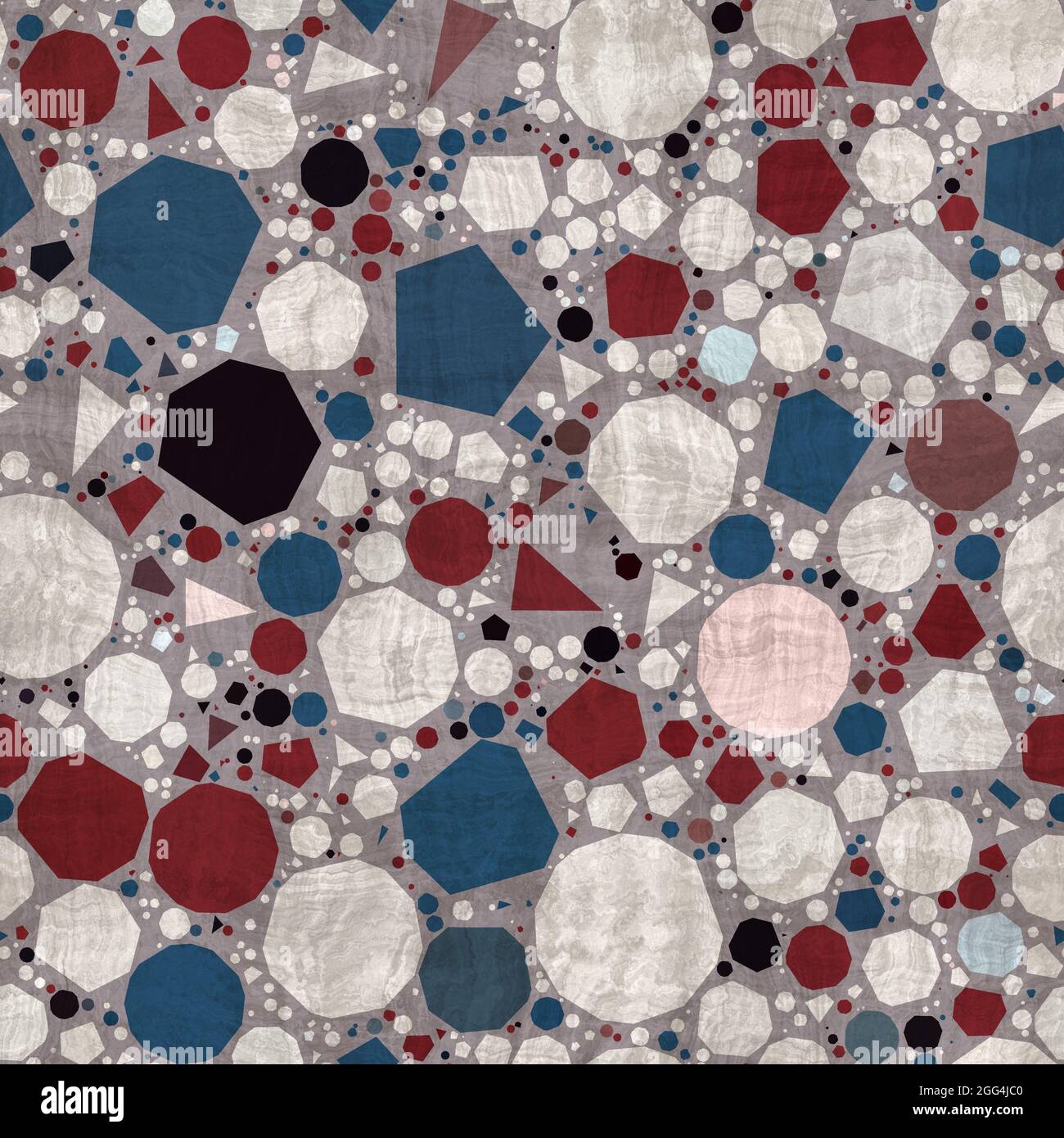 Seamless red white and blue pattern of packed polygons with overlay ...