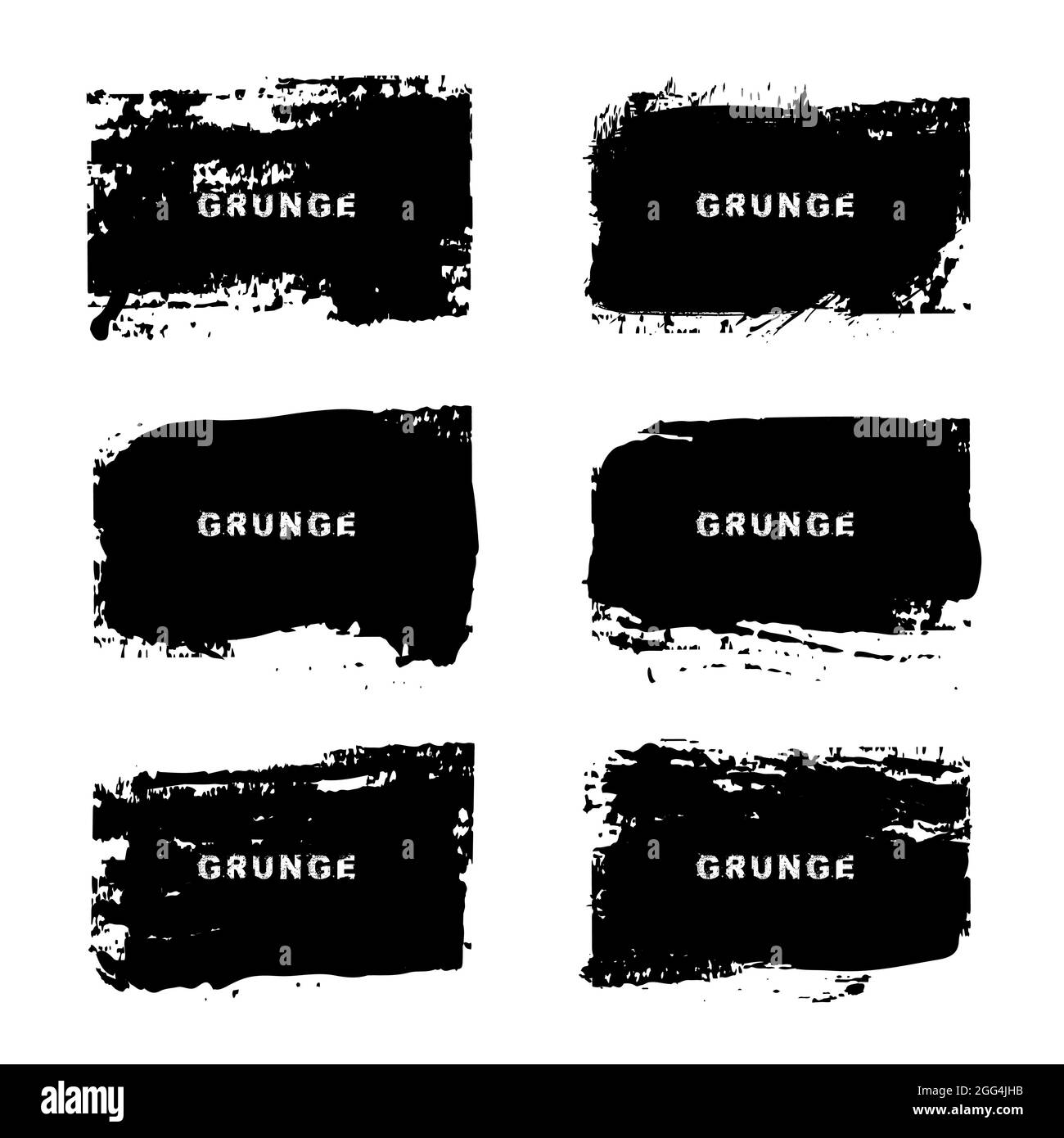 Set of grunge rectangle shapes. Vector distress textures. Blank dusty ...