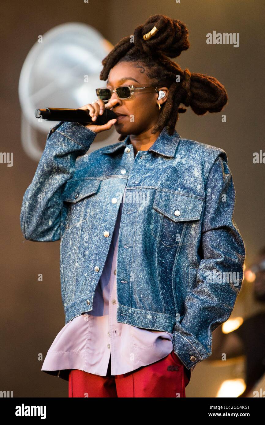 London UK 28th August, 2021. Little Simz performing live on stage at ...