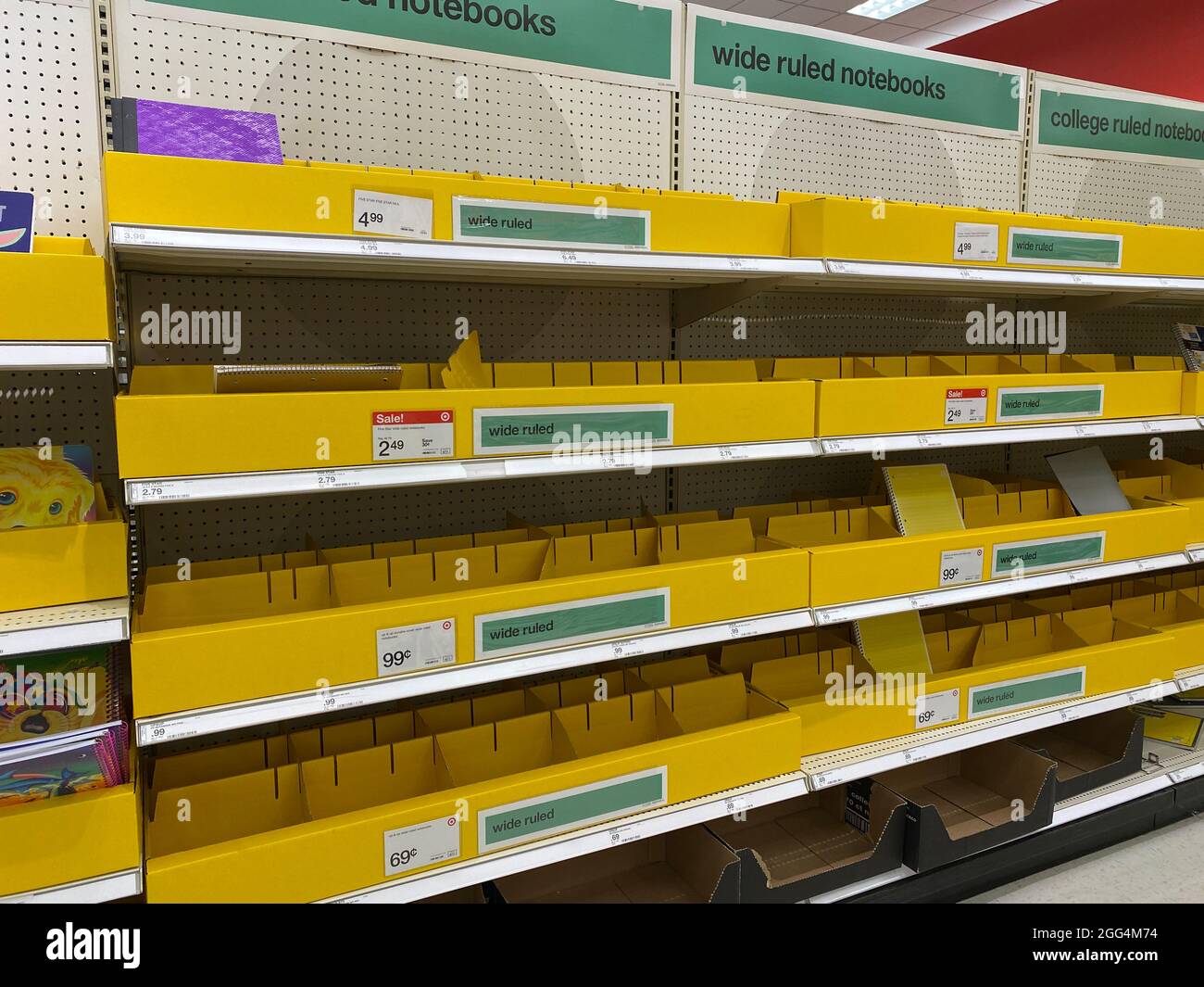 School supply section at Target depleted of inventory on the first week ...