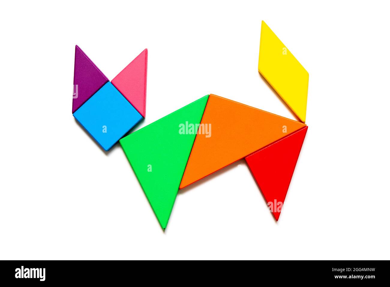 Color tangram puzzle in cat shape on white background Stock Photo - Alamy