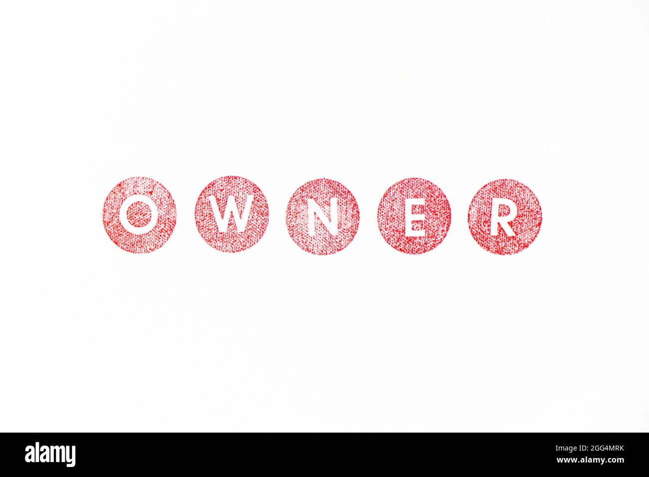 Red color rubber stamp in word owner on white paper background Stock ...