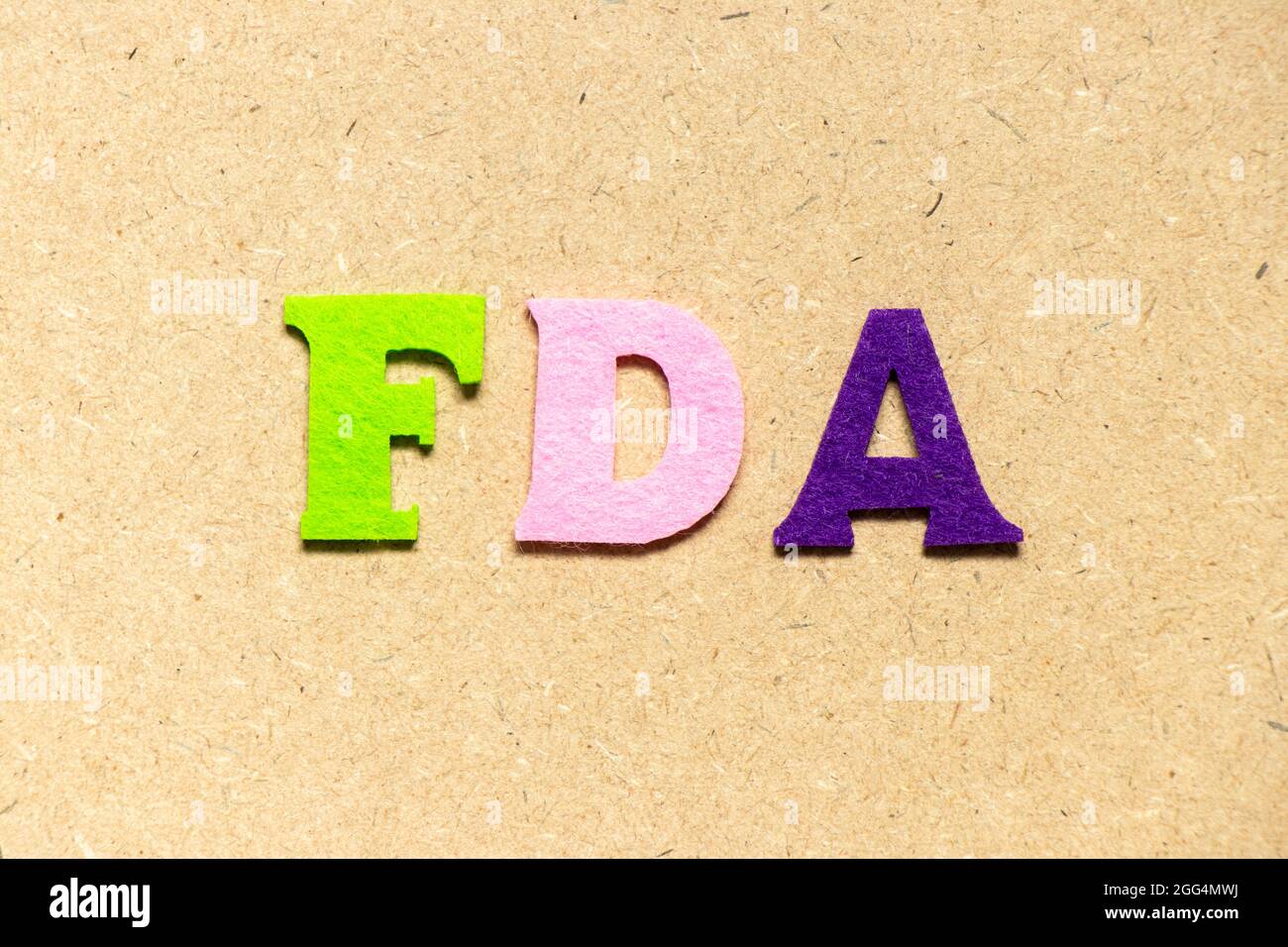 Color cloth alphabet letter in word FDA (abbreviation of food and drug ...