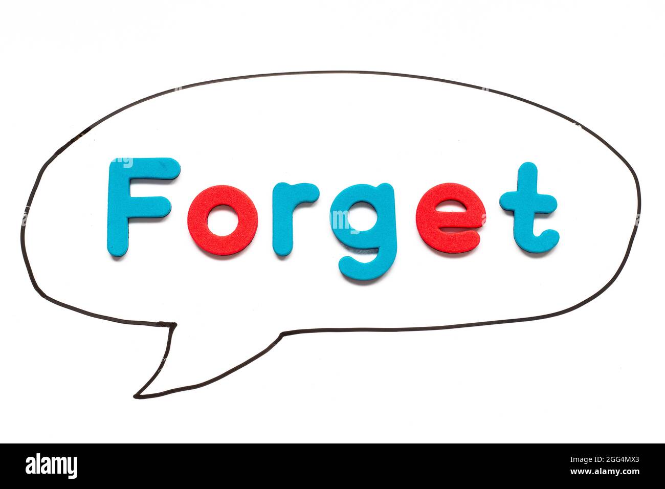 Alphabet letter with word forget in black line hand drawing as bubble ...