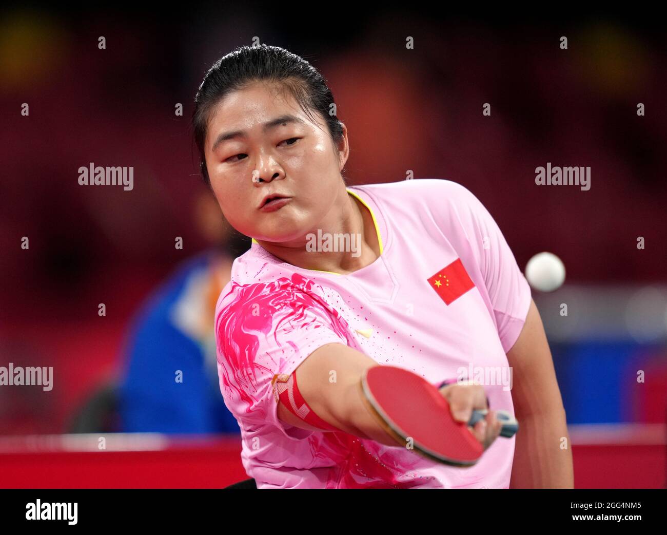 China's Ying Zhou competes in the Women's Singles - Class Four Gold ...