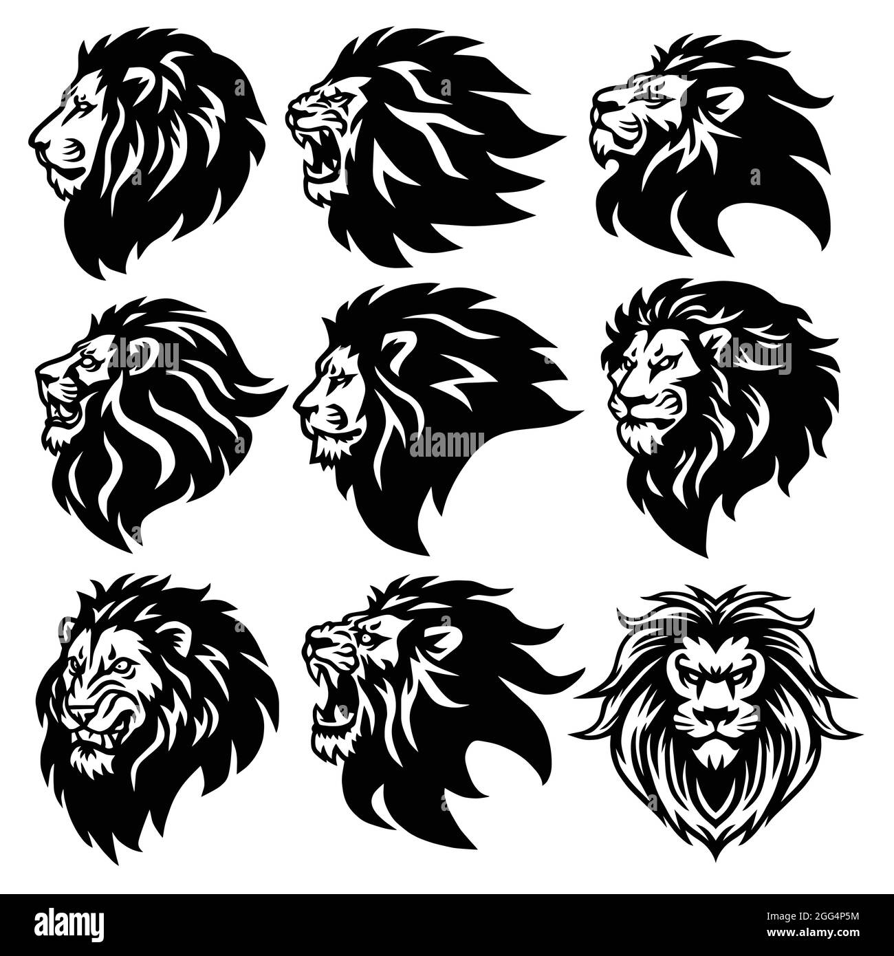 Lion Logo Set. Premium Design Collection. Vector Illustration Stock ...