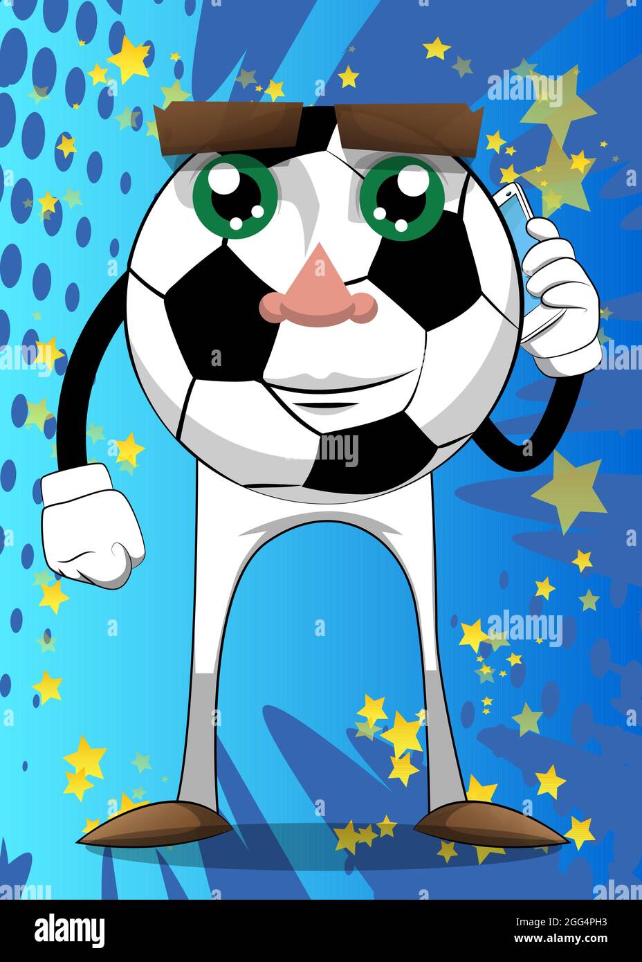 Soccer ball talking on cell phone. Traditional football ball as a ...