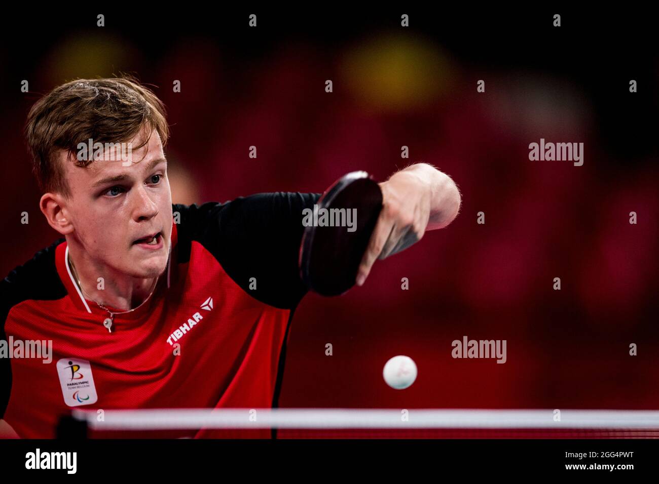 Belgian table tennis player Laurens Devos pictured in action during a ...